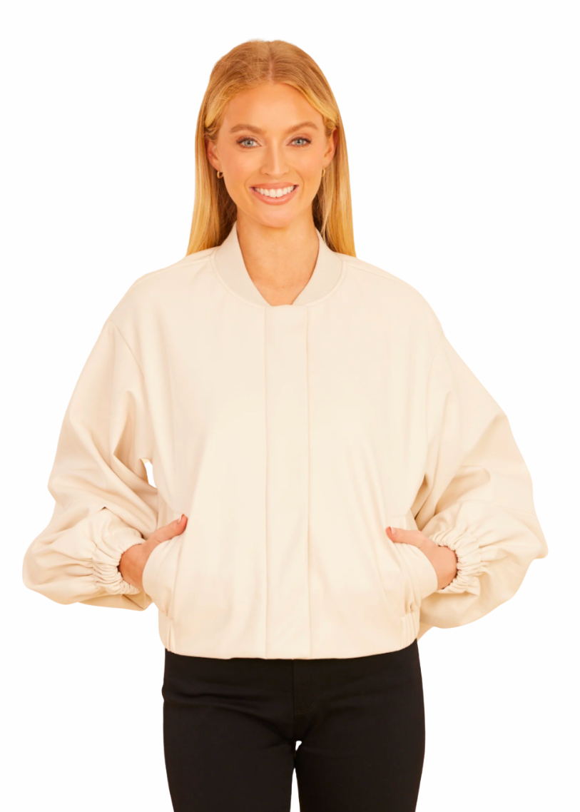 Faux Leather Exaggerated Sleeve Zip Jacket – Donje' Boutique